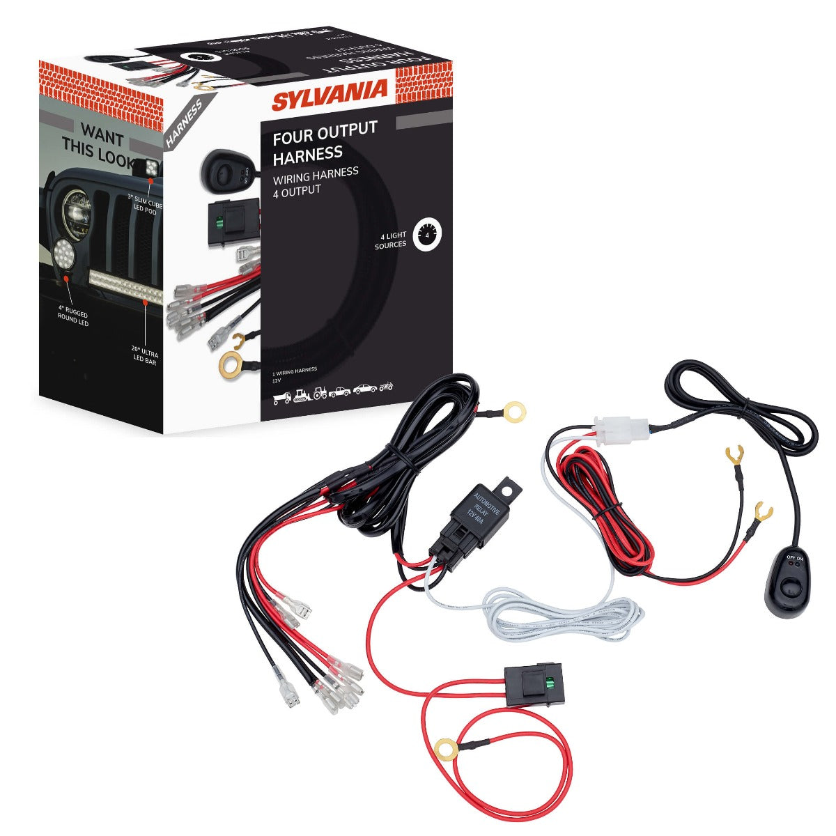 Sylvania Automotive 34078 Wiring Harness 4 Lights - Universal Connecto ...