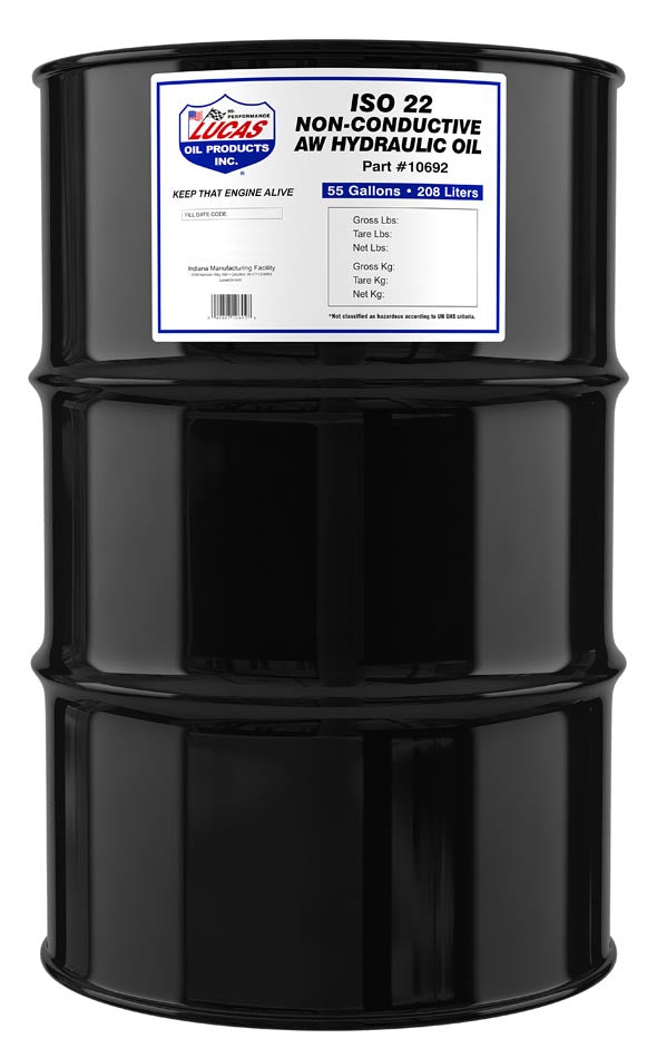 Lucas Oil 10692 Non-Conductive AW ISO 22 Hydraulic Oil/55 Gallon Drum ...