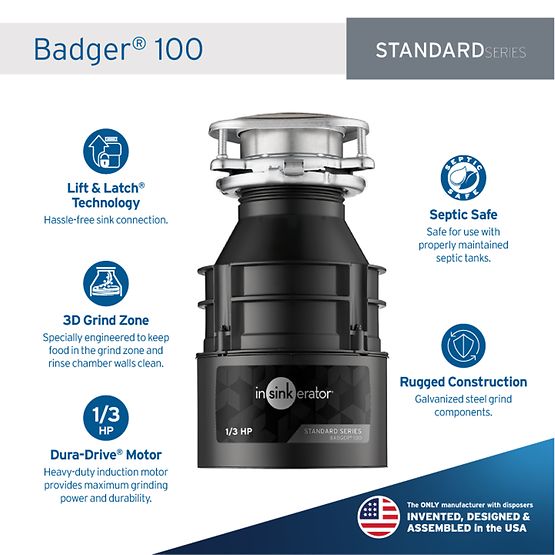 InSinkErator 79879-ISE Badger 100 Garbage Disposal, 1/3 HP – KPaul ...
